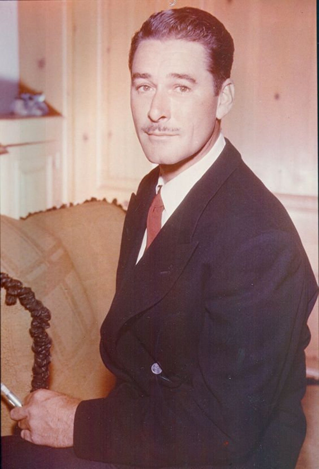 Errol Flynn Living Room Sensual Look Cute & Handsome Face Photo 1930s ...