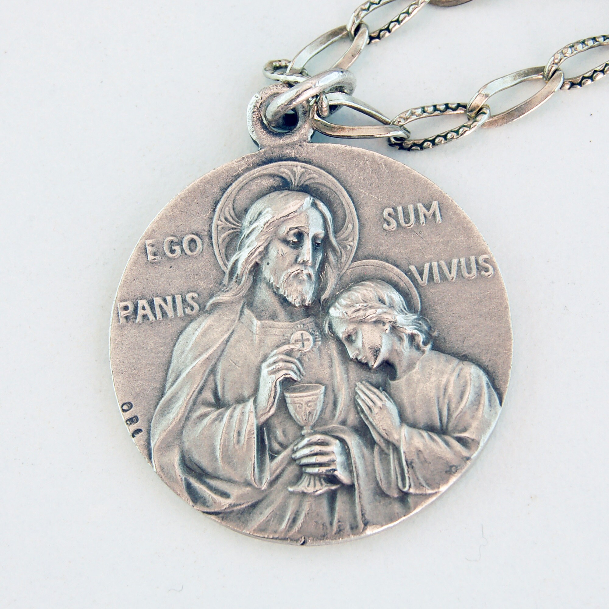 First Communion Medallion Bread of Life Vintage Chain - Etsy