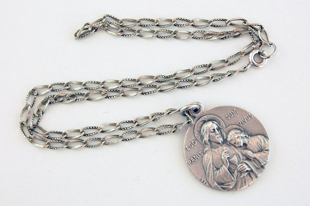 First Communion Medallion Bread of Life Vintage Chain Catholic ...