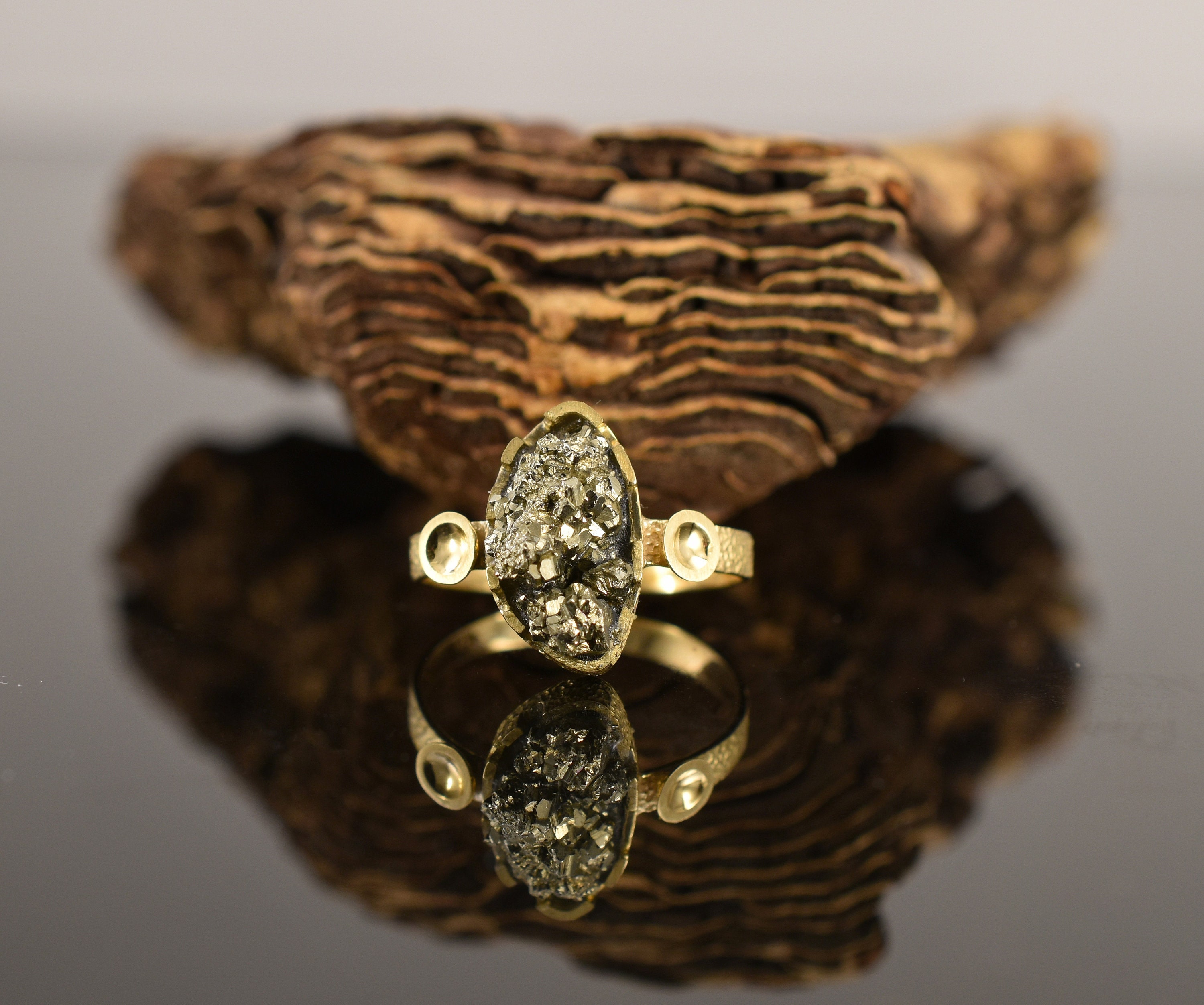Pyrite,raw Stone Jewelry,solid Gold,gold,ring,drop,14k Gold,solid Gold ...