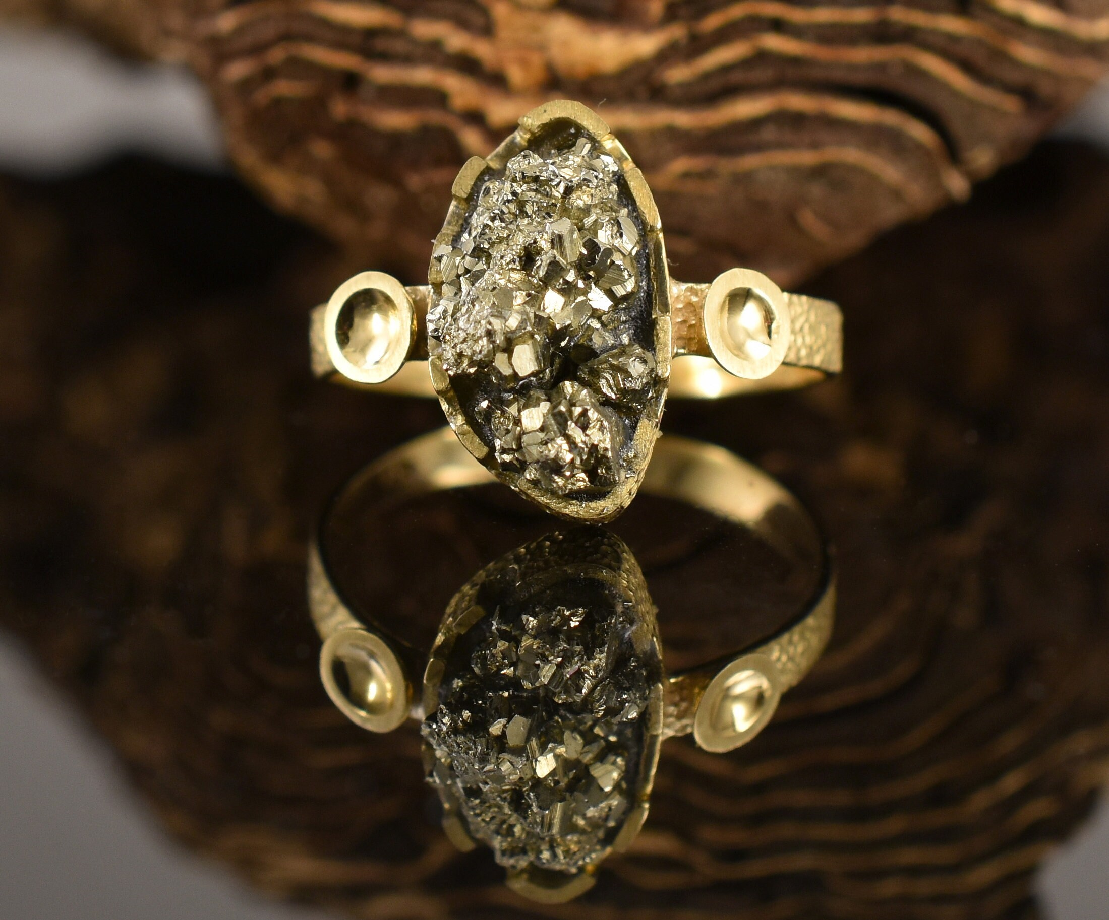 Pyrite,raw Stone Jewelry,solid Gold,gold,ring,drop,14k Gold,solid Gold ...