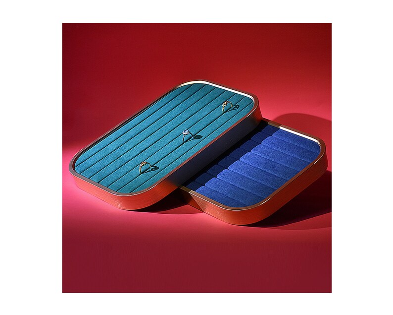 Microfiber Ring Holder Dish Metal Covered Jewelry Display - Etsy