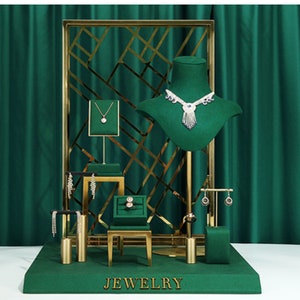 Green Jewelry Display Stand, Necklace Bust, Metal Frame for Jewelry ...