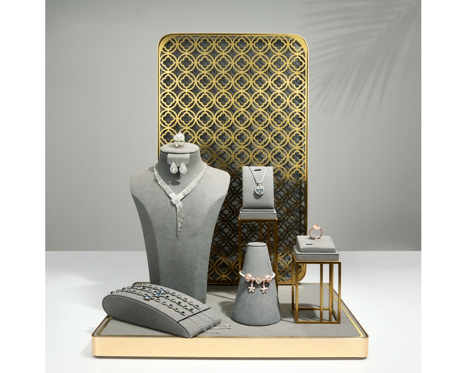 Gray Jewelry Display Rack Microfiber Metal Base Jewelry - Etsy