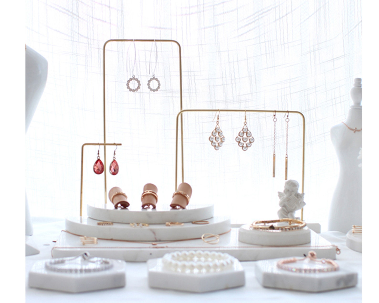 Marble Jewelry Display Base White Jewelry Holder Ring Riser - Etsy