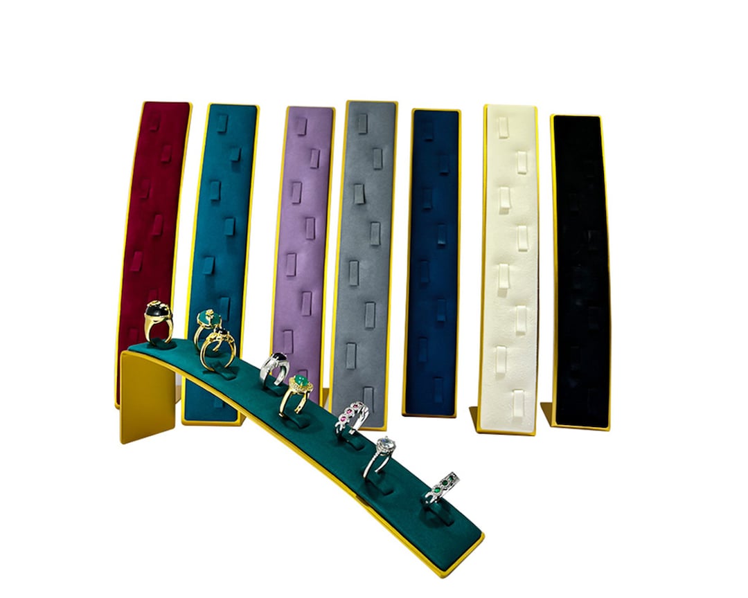 8 Slots Ring Holder, L Shape Ring Display, Jewelry Display, Microfiber ...
