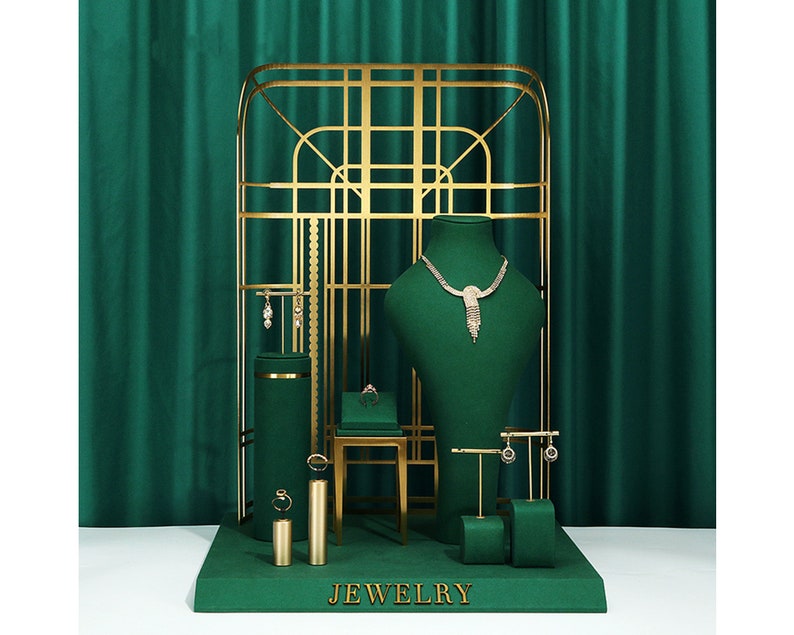 Green Jewelry Display Stand Necklace Bust Metal Frame for - Etsy