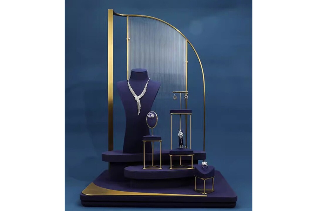 Navy Blue Jewelry Display Set Metal Frame for Jewelry Shop - Etsy