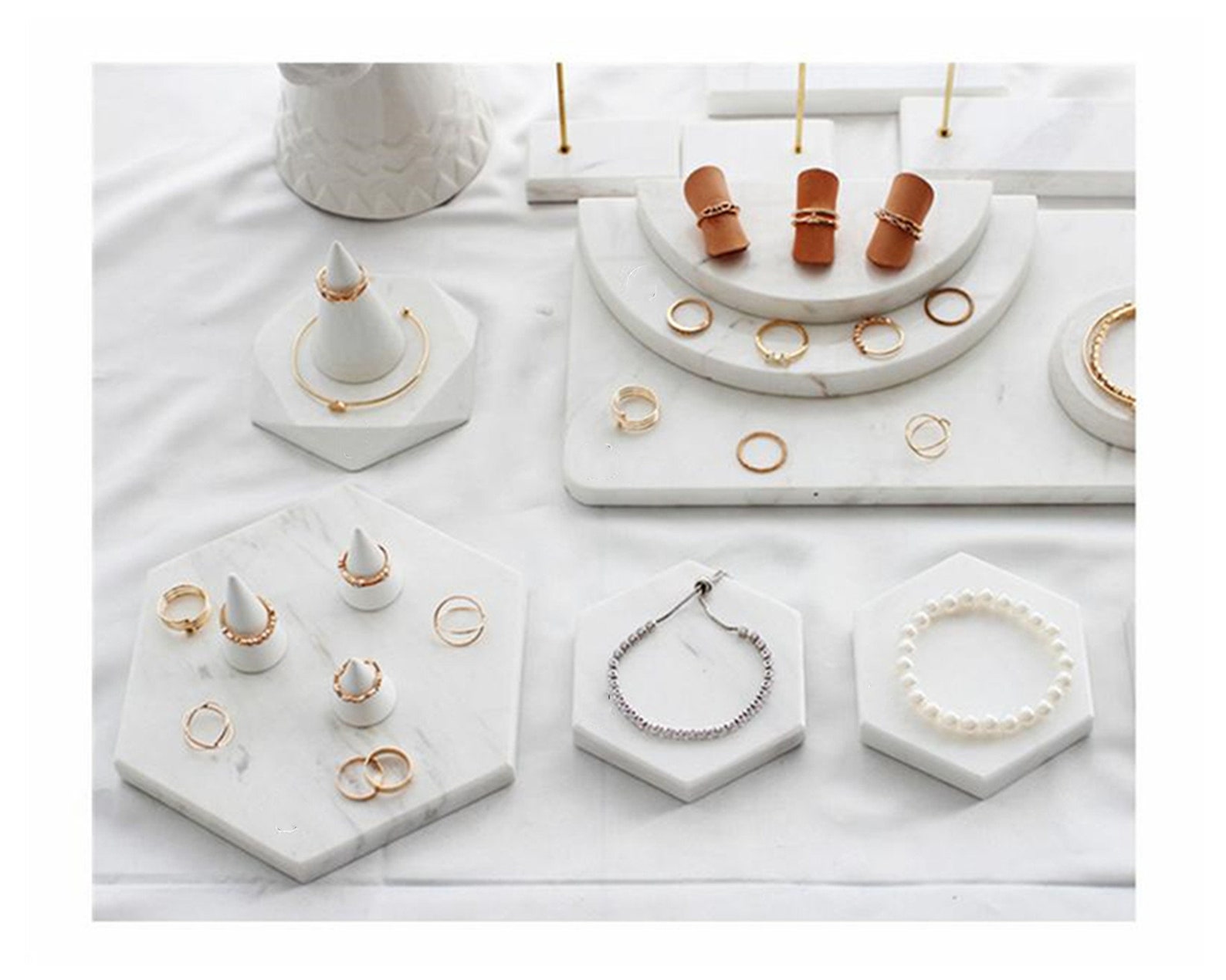 Marble Jewelry Display Base White Jewelry Holder Ring Riser - Etsy