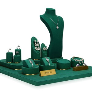 Green Jewelry Display Set, Jewelry Trade Fair Tool, Necklace Bust ...