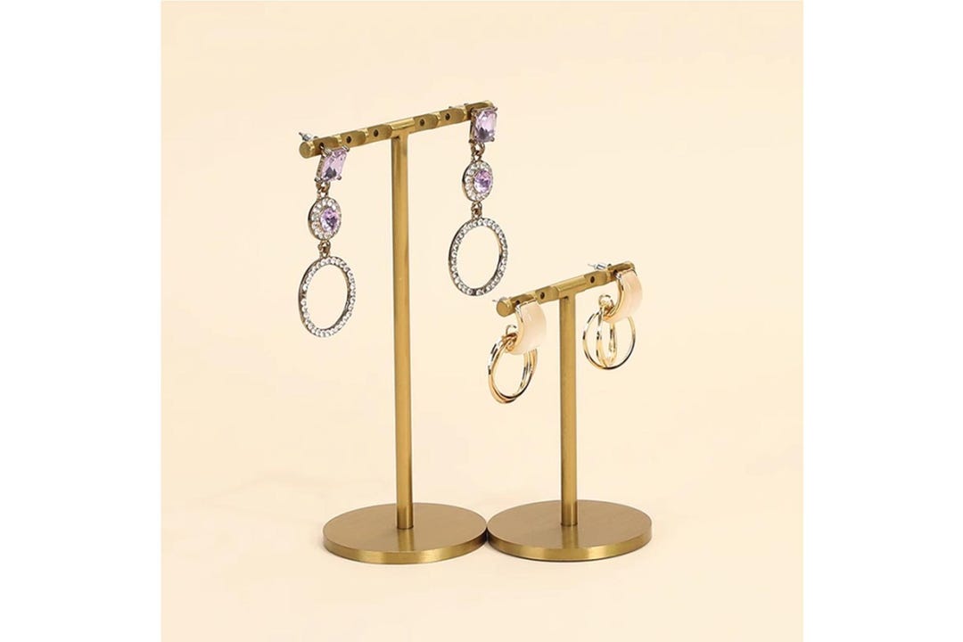 Golden Color Earring T-bar Holder, Metal Earring Stand, Stud Earring ...