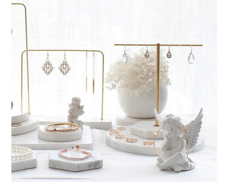 Marble Jewelry Display Base White Jewelry Holder Ring Riser | Etsy