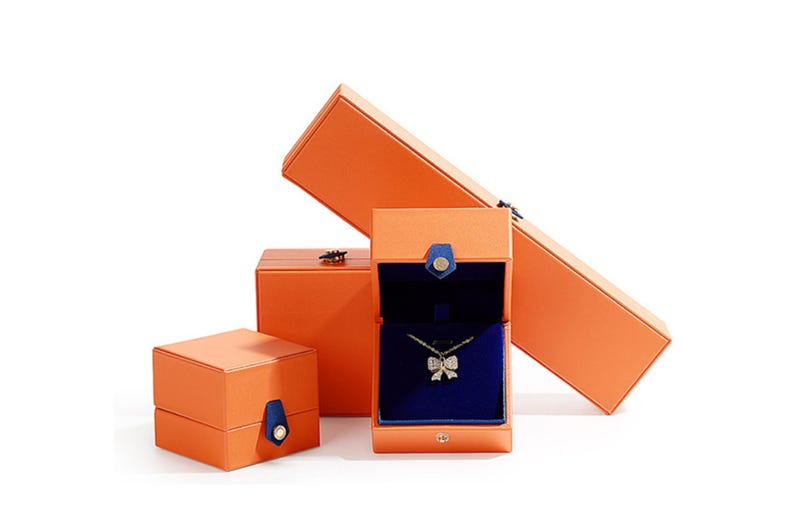 Orange PU Leather Jewelry Box: Velvet Lined Jewelry Holder #505 - Etsy