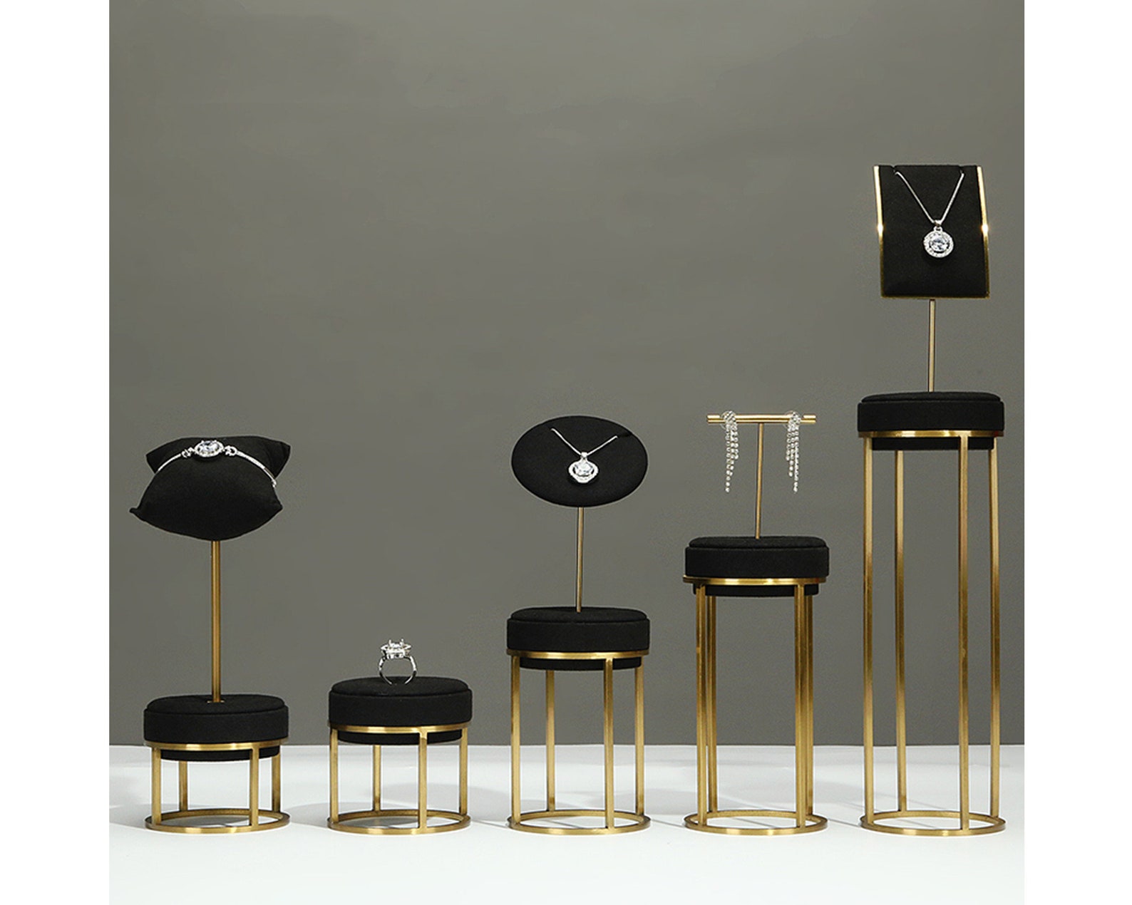 Black Jewelry Display Set Metal Base Microfiber Jewelry Trade - Etsy