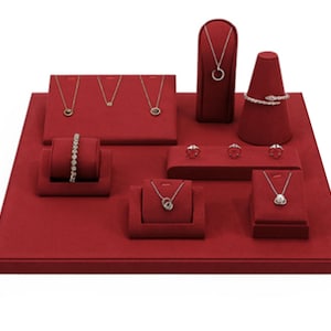 Red Jewelry Display, Earring Holder, Ring Stand, Neklace Organizer ...