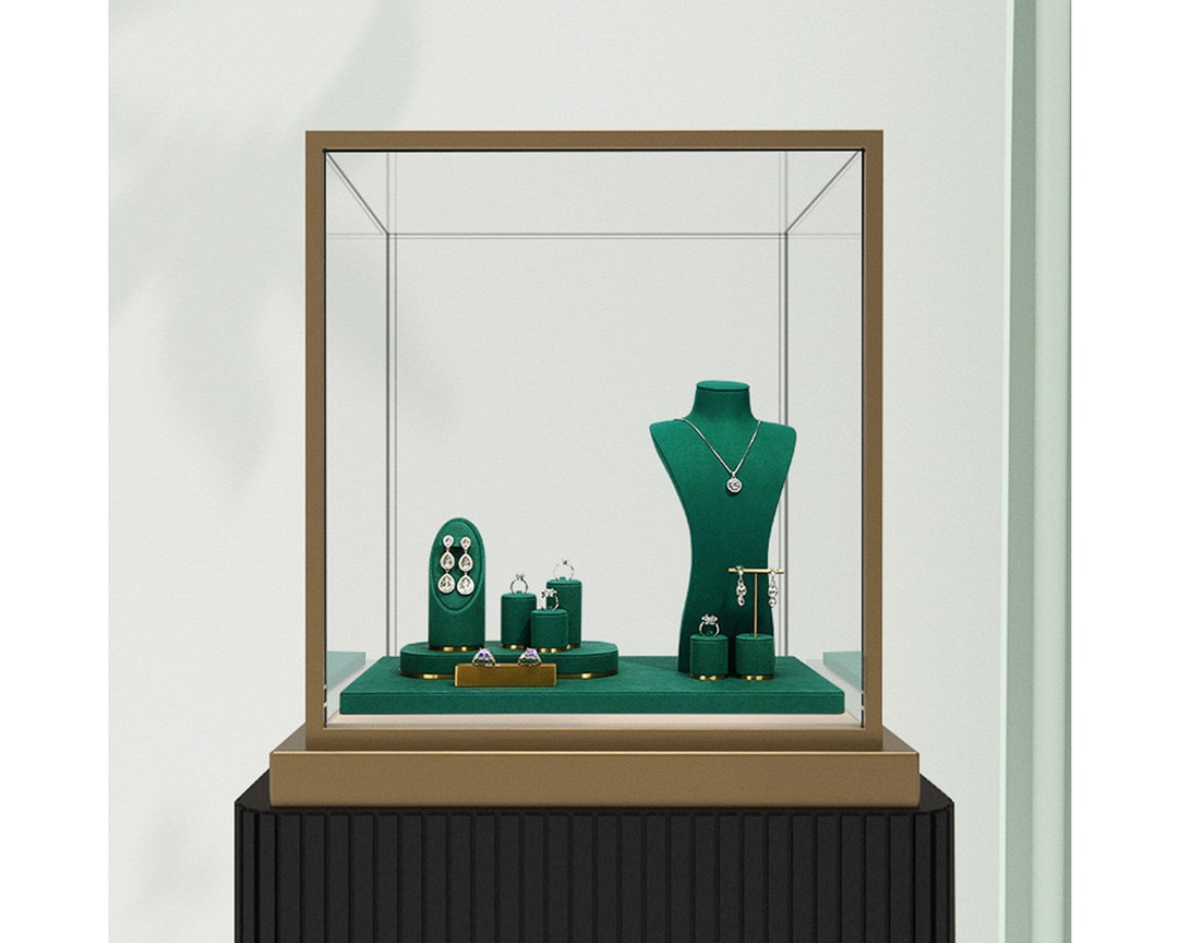 Green Jewelry Display Set, Jewelry Trade Fair Tool, Necklace Bust ...