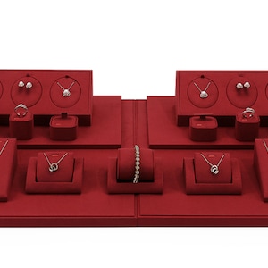 Red Jewelry Display, Earring Holder, Ring Stand, Neklace Organizer ...