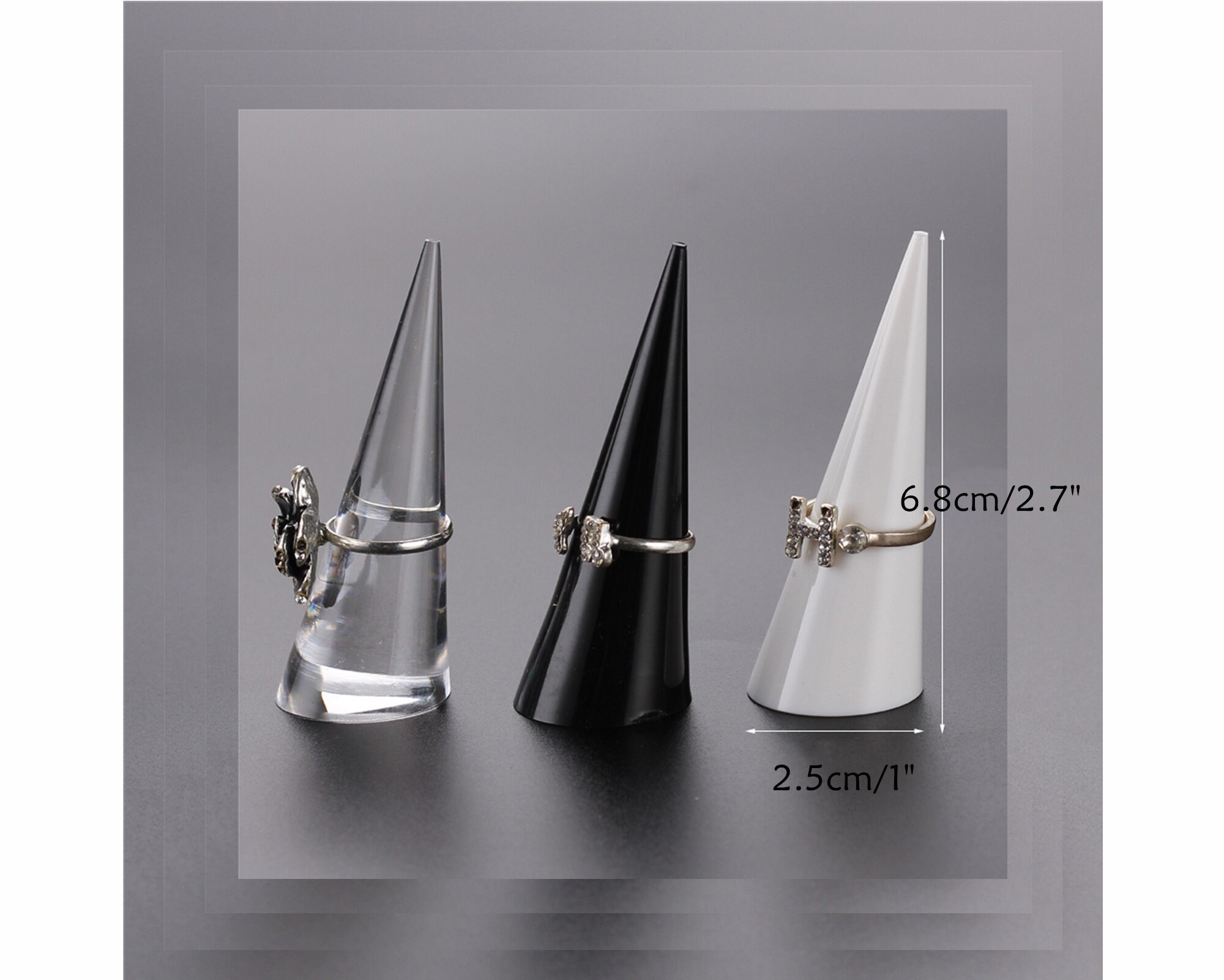 9 Pieces/set Ring Cone Ring Holder Acrylic Ring Display - Etsy