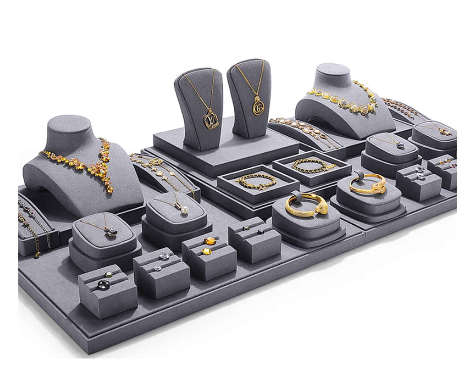 Gray Jewelry Display Set Velvet Ring Holder Necklace Display - Etsy