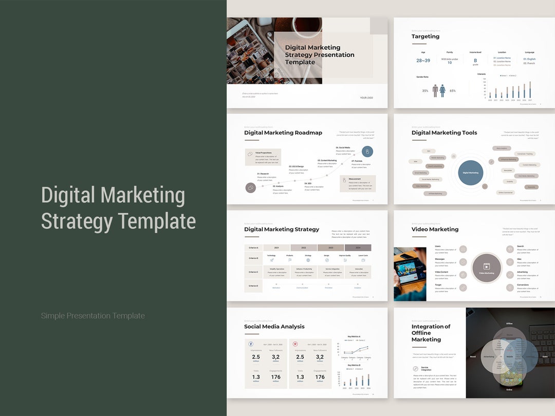 Digital Marketing Strategy Powerpoint Template - Etsy