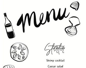 Whimsical Crawfish Boil Menu Template Printable, Hand Drawn Line Art ...