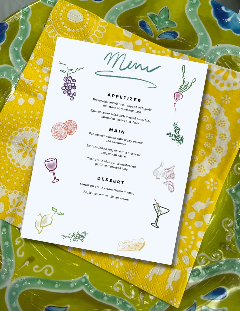 Hand Drawn Menu Template - Etsy