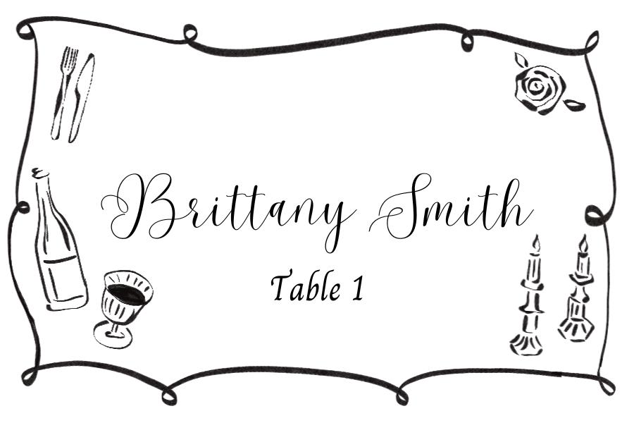 Custom Hand Drawn Place Card Template - Etsy