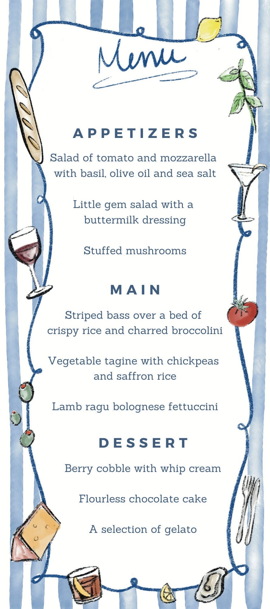 Hand Drawn Customizable Menu Template - Etsy