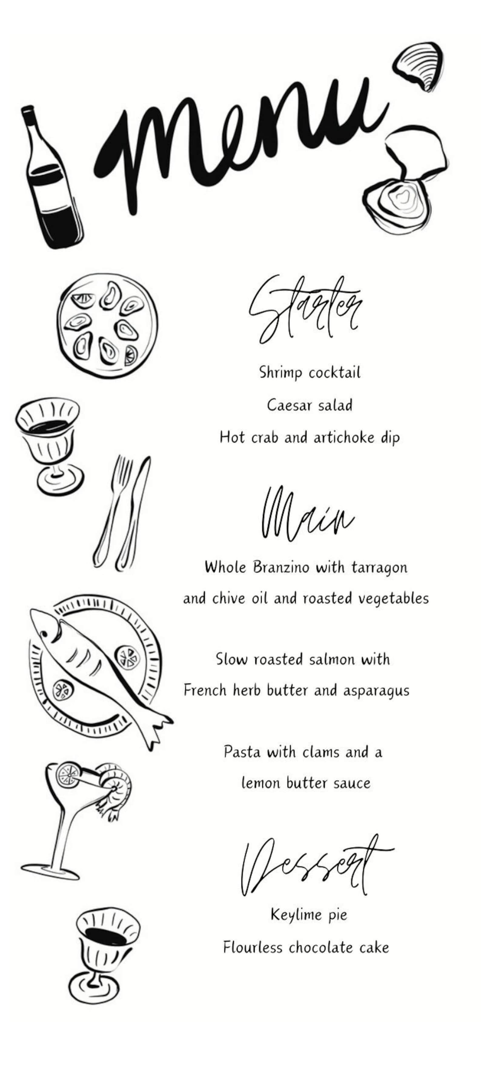 Seafood Themed Menu Template - Etsy