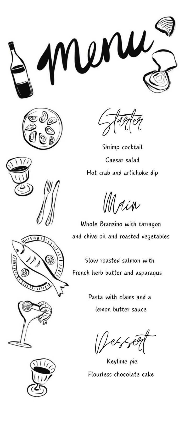 Seafood Themed Menu Template - Etsy