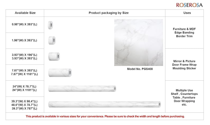 ROSEROSA Glossy Faux Marble Architectural Film PGS408 - Peel and Stick ...