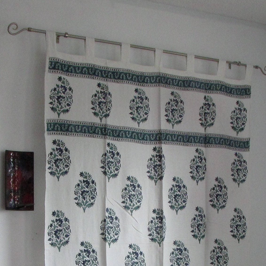 Hand Block Printed Cotton Tab Top Curtainsloop Curtainsboho - Etsy Canada