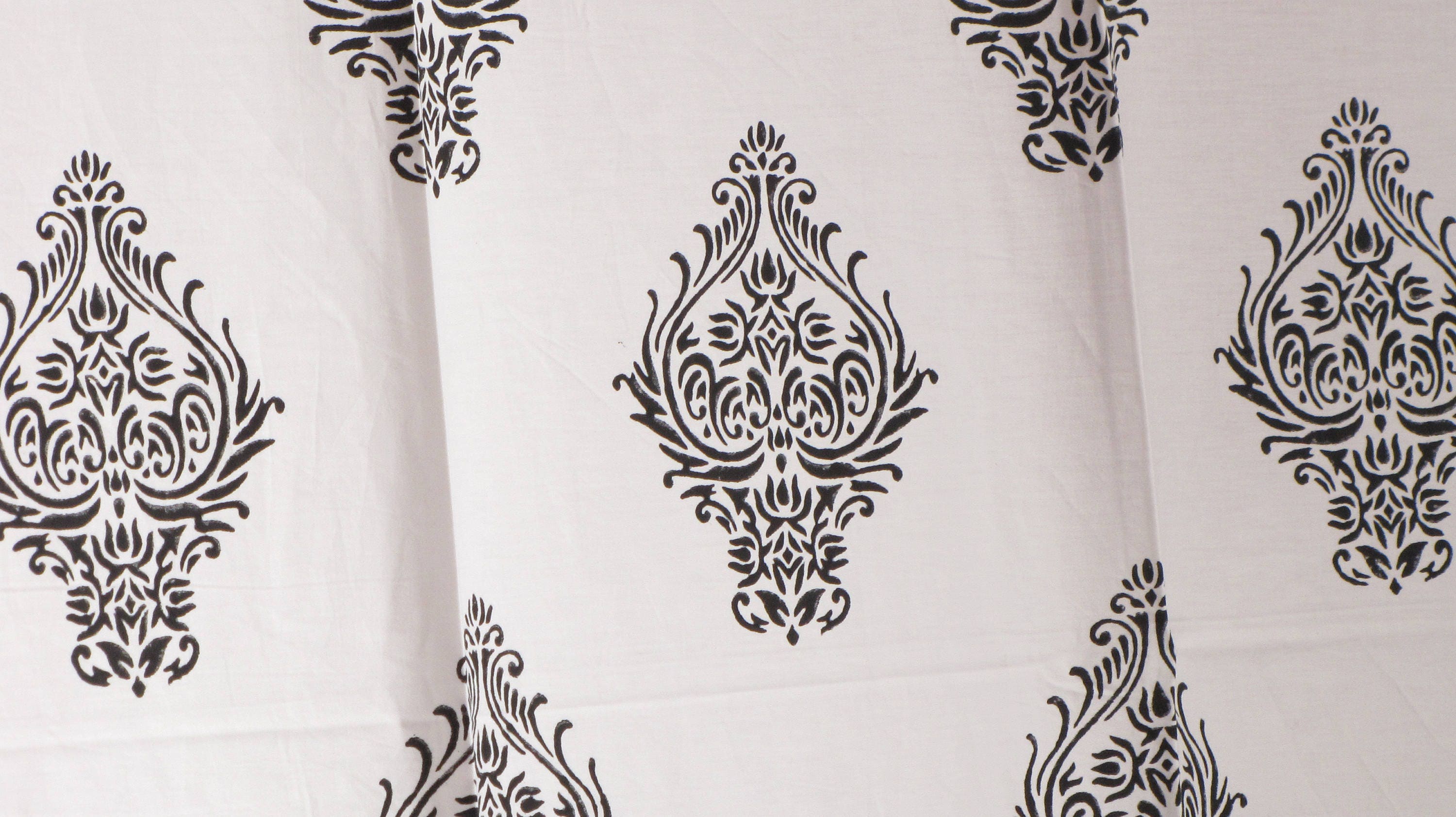 Hand Block Printed Cotton Tab Top Curtainsloop Curtainsboho - Etsy
