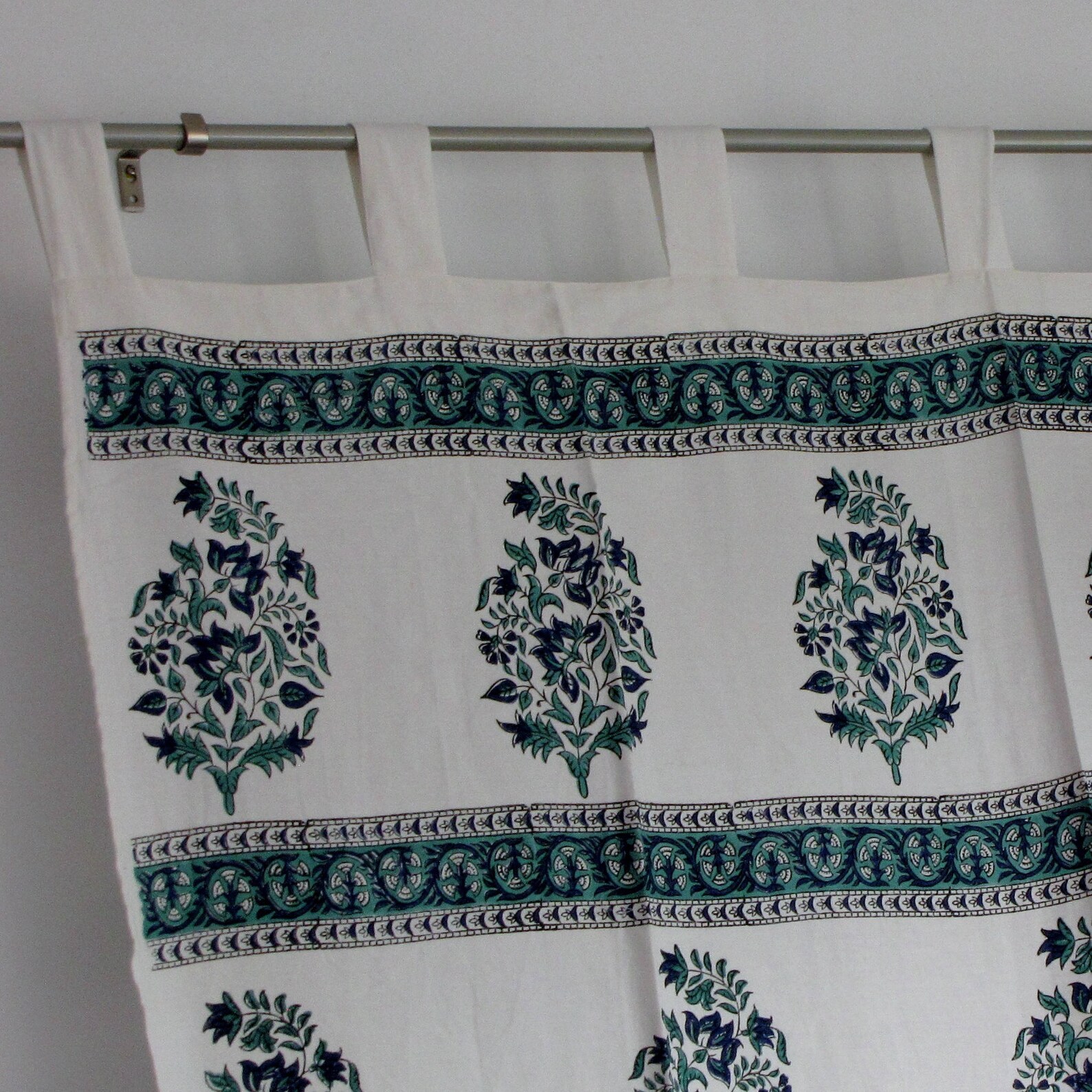 Hand Block Printed Cotton Tab Top Curtainsloop Curtainsboho - Etsy Canada