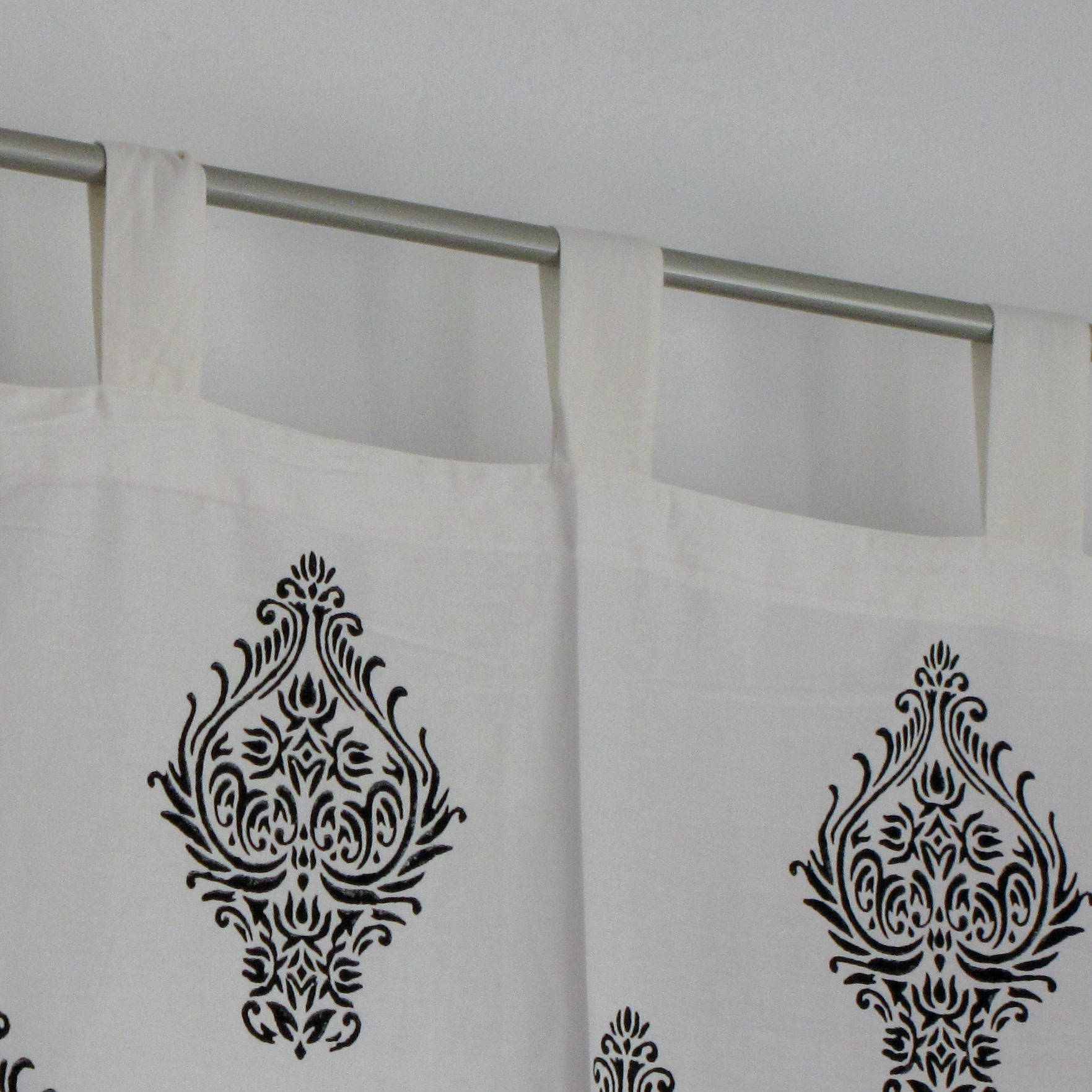 Hand Block Printed Cotton Tab Top Curtainsloop Curtainsboho - Etsy