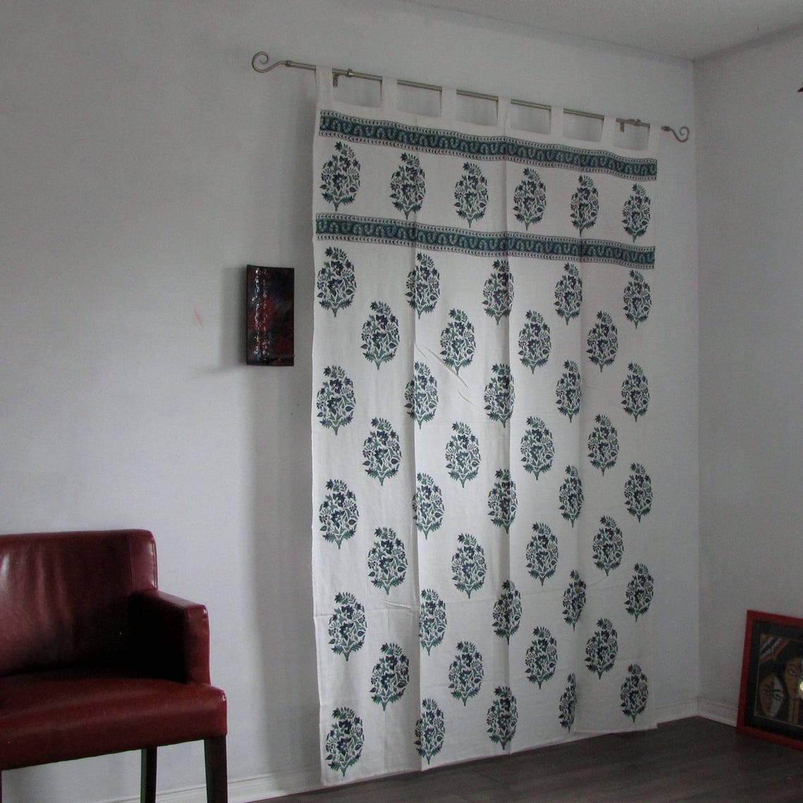 Hand Block Printed Cotton Tab Top Curtainsloop Curtainsboho - Etsy Canada