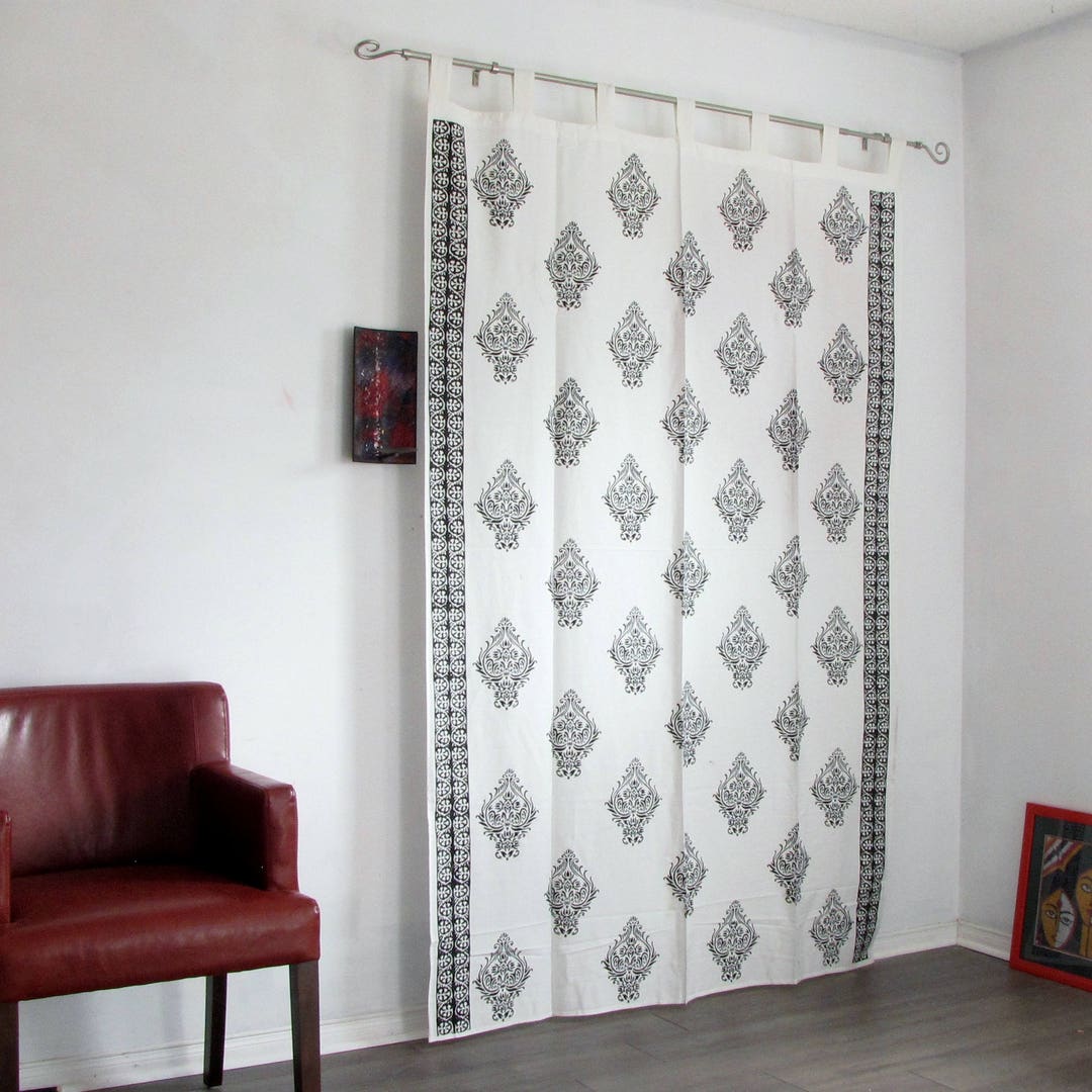 Hand Block Printed Cotton Tab Top Curtains,loop Curtains,boho ,bohemian ...