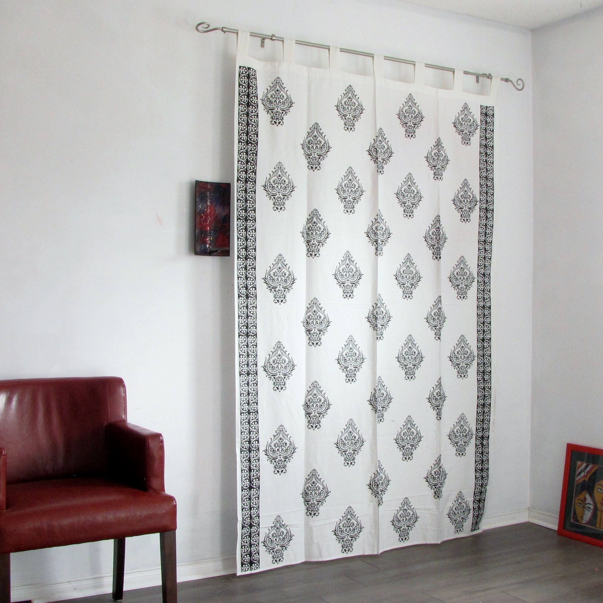 Hand Block Printed Cotton Tab Top Curtainsloop Curtainsboho - Etsy