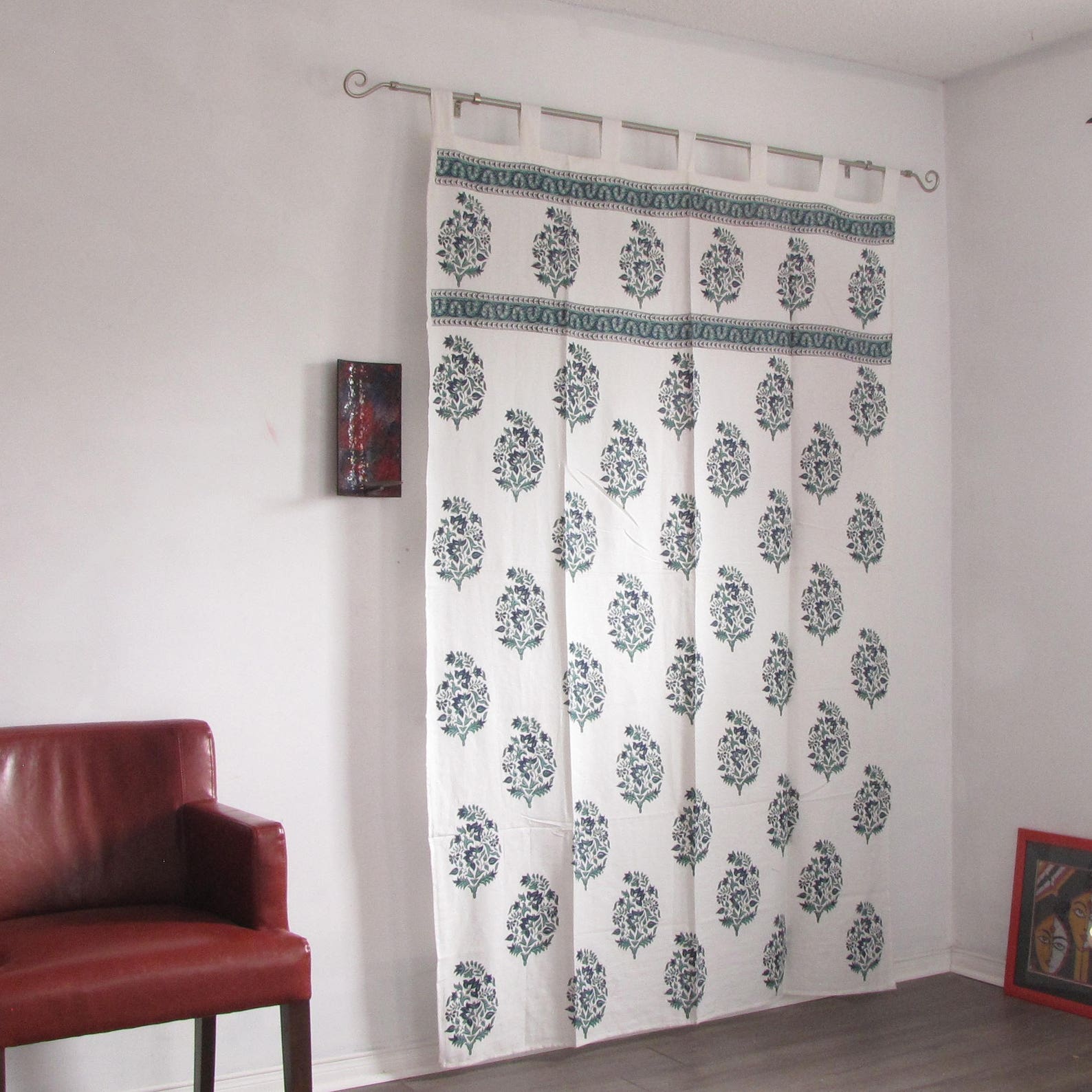 Hand Block Printed Cotton Tab Top Curtains,loop Curtains,boho ,bohemian ...