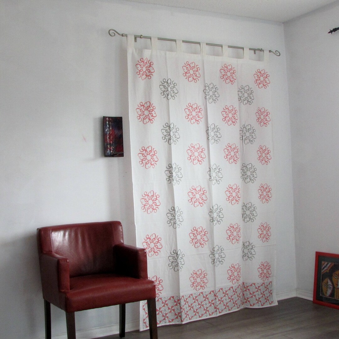 Hand Block Printed Cotton Tab Top Curtains,loop Curtains,boho ,bohemian ...