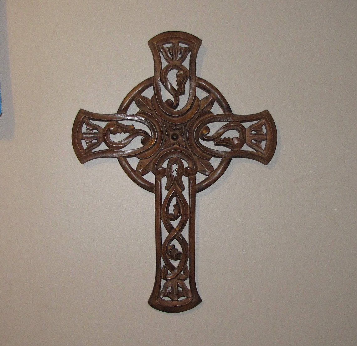 Cross Carved Distresed Wood Finish and Antique White Finish. - Etsy
