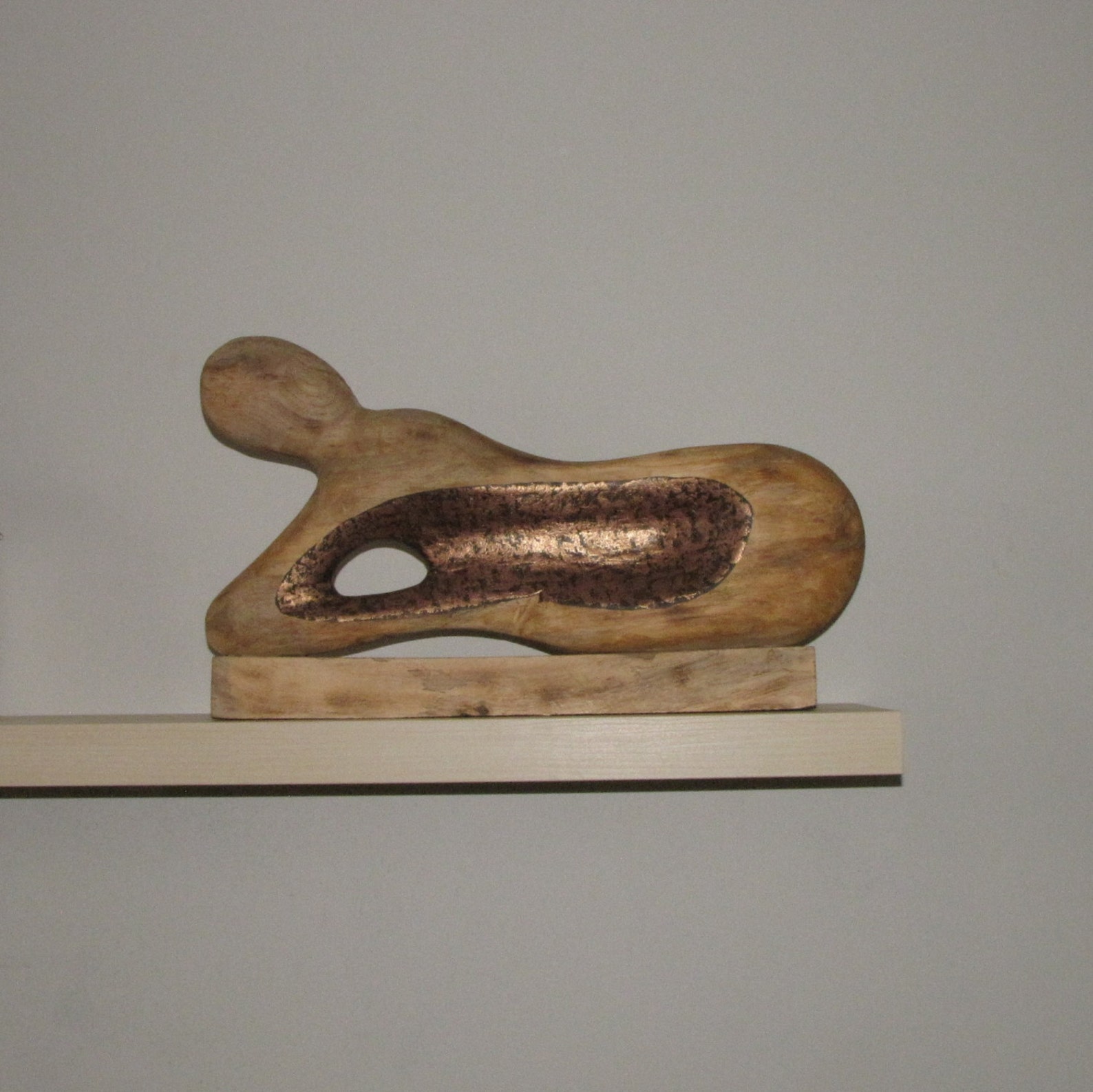 Wood Sculpture.peephole Wood Modern Sculpture,abstract, Metallic Finish ...