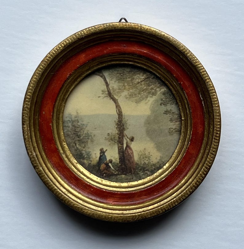 Set of Two Vintage Framed Miniature Art Prints Nicolas Lancret and Jean ...