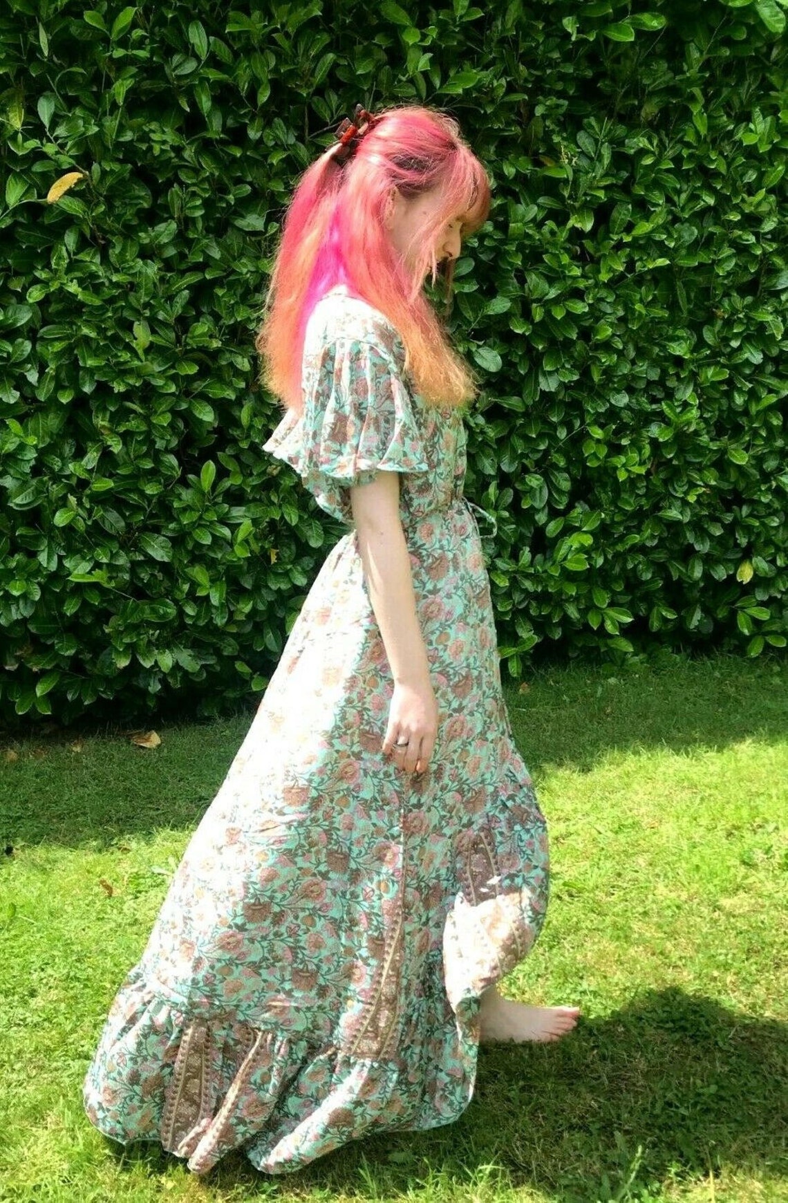 Boho hippy gypsy pixie Festival 100% pure silk long flounced | Etsy