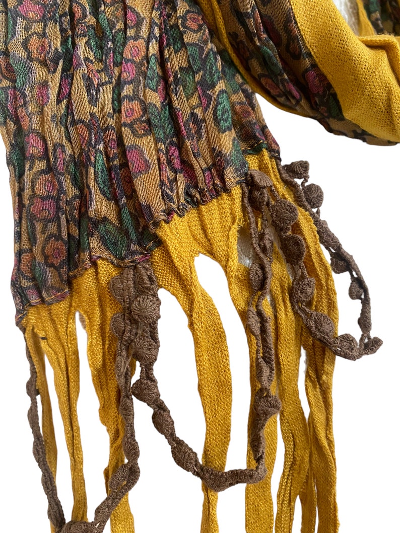 Funky Saffron Mustard Yellow Wrap Scarf, Boho Hippy Goth Pixie Fairy ...