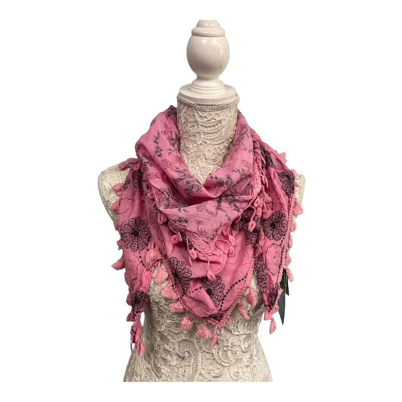 Pink Lace Scarf - Etsy