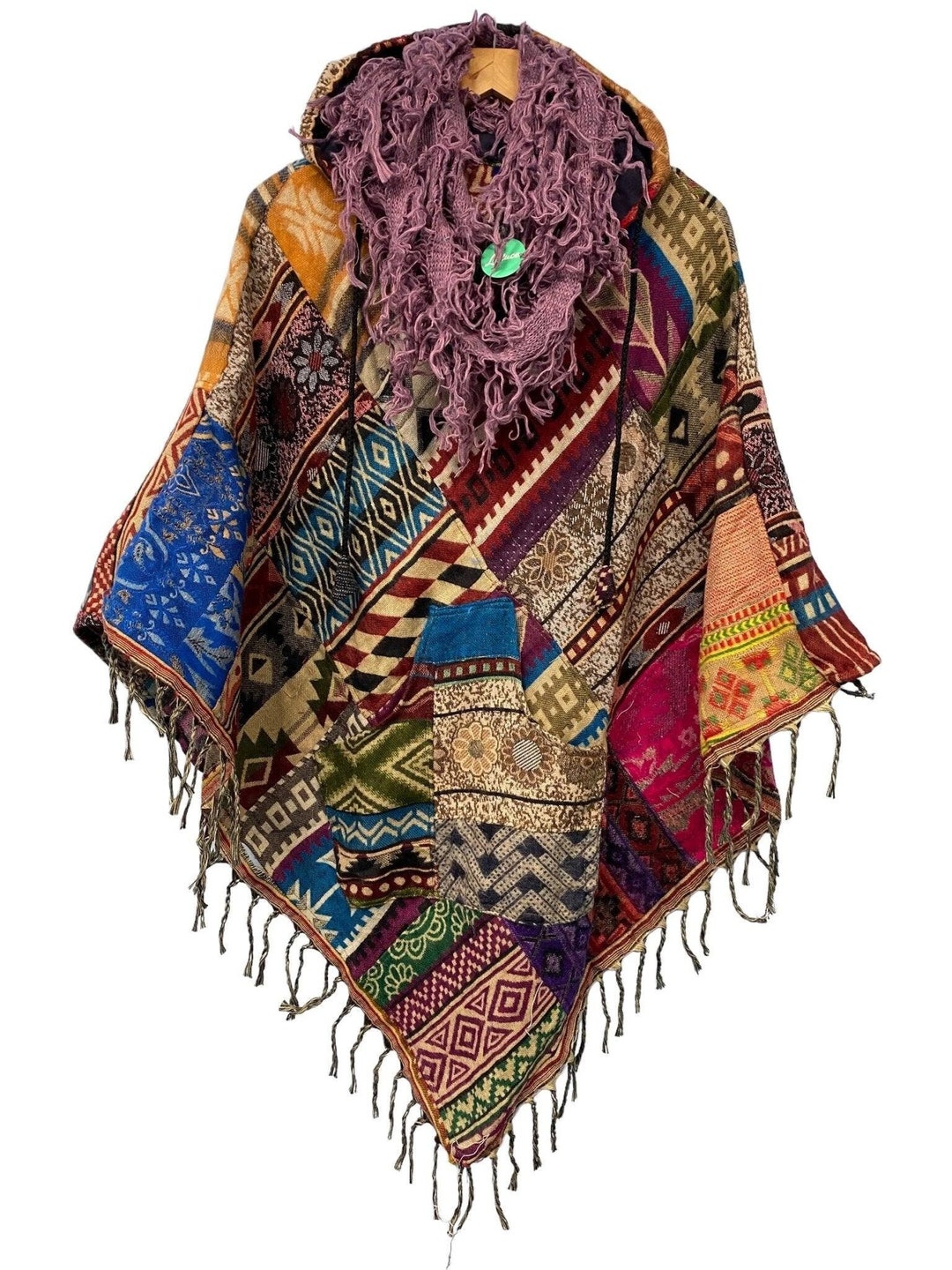 Scarf Boho Hippy Goth Emo Funky Shaggy Pink Purple Knit Wrap Pashmina ...