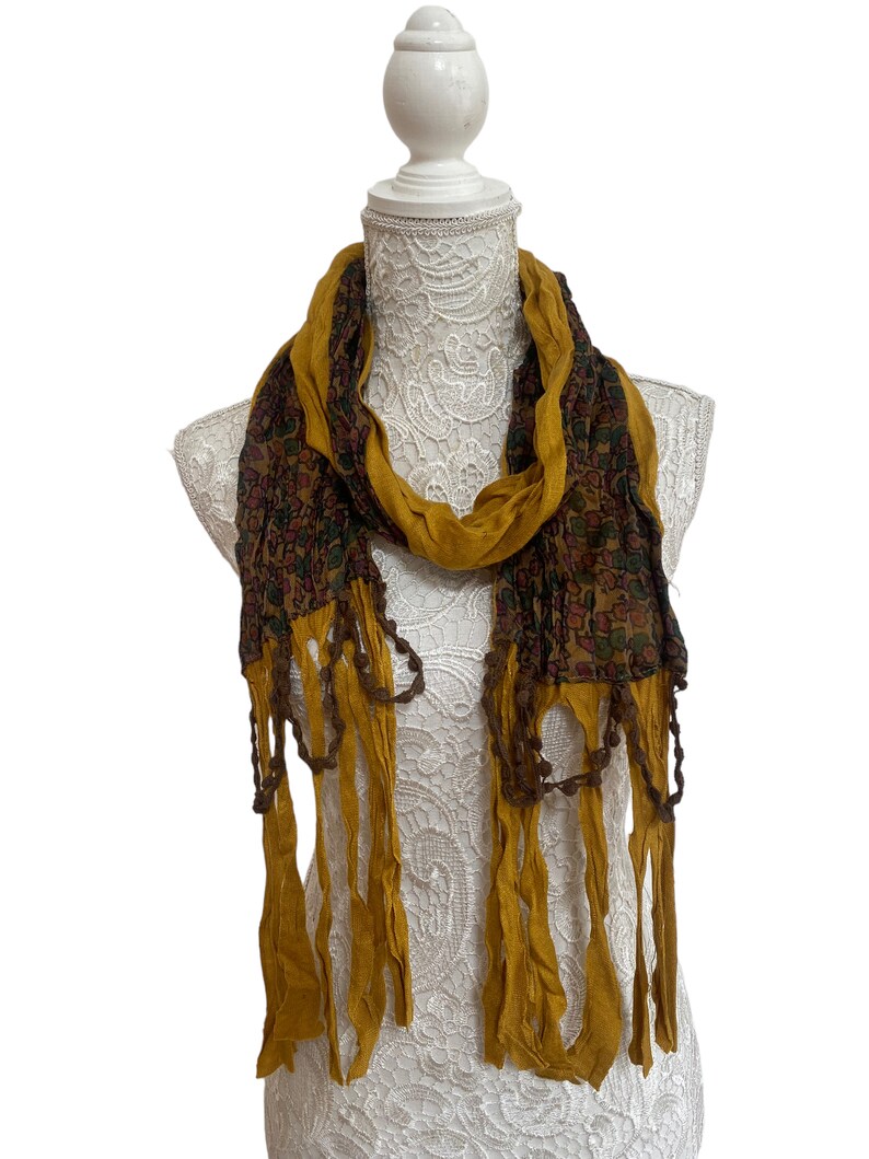 Funky Saffron Mustard Yellow Wrap Scarf, Boho Hippy Goth Pixie Fairy ...