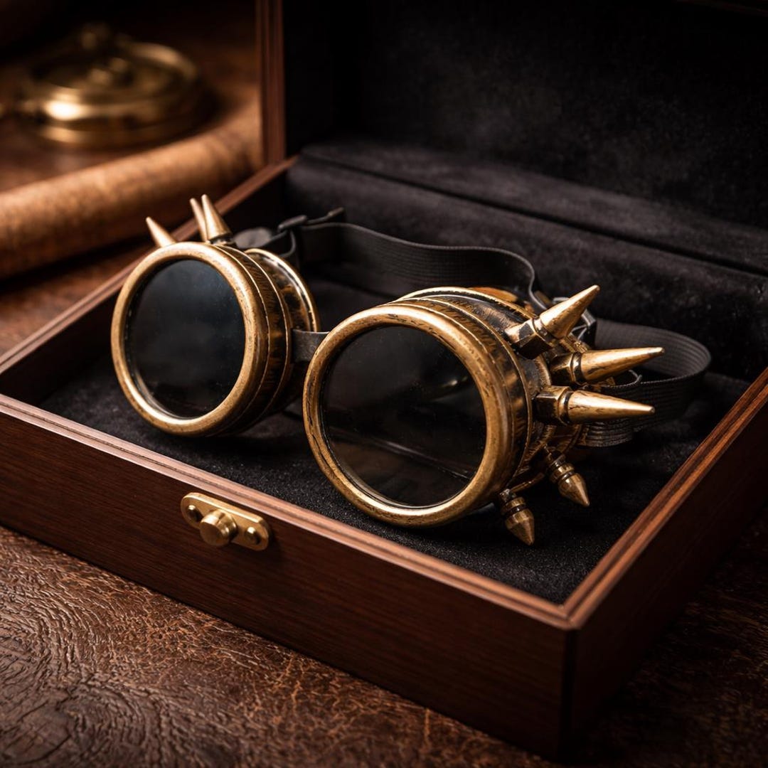Gothic Bronze Spiked Steampunk Goggles, Cyber Glasses, Burning Man ...