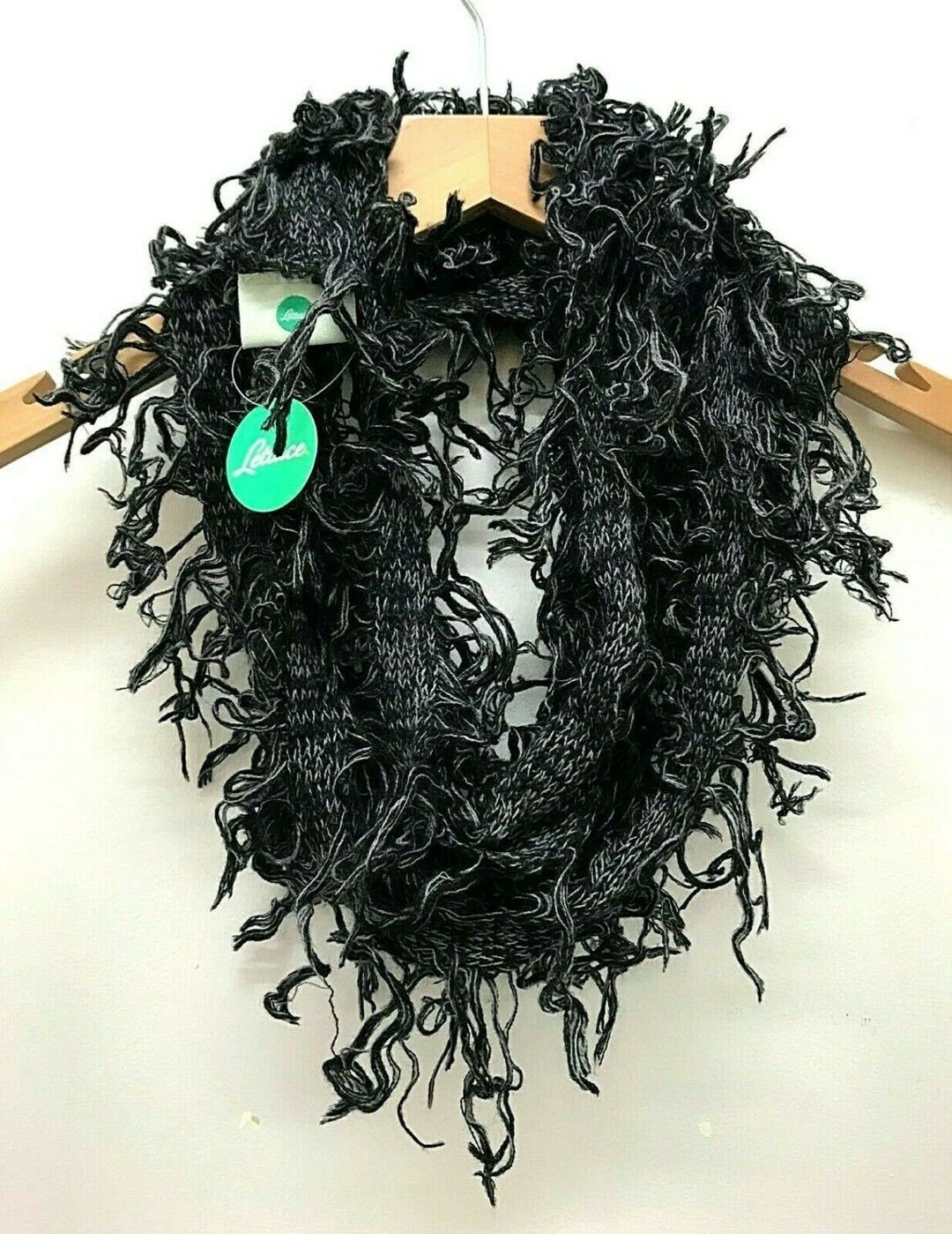 Scarf Wrap Pashmina Boho Hippy Goth Emo Shaggy Black Grey Knit Present ...